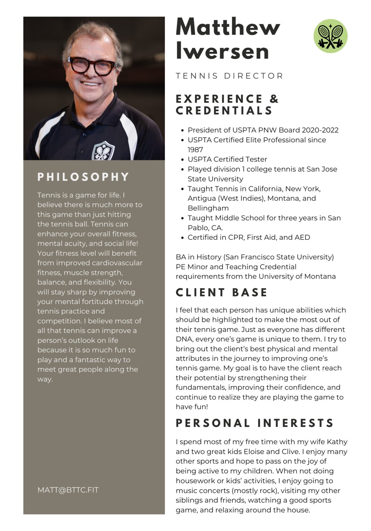 Meet Our Tennis Pros at Bellingham Training & Tennis Club